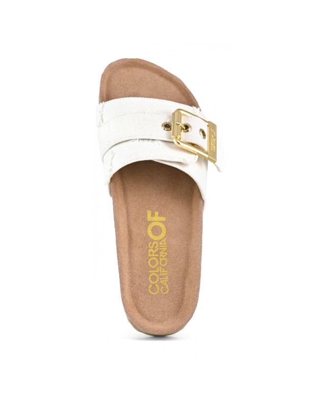 COLORS of CALIFORNIA- Sandalo monofascia in denim e sughero